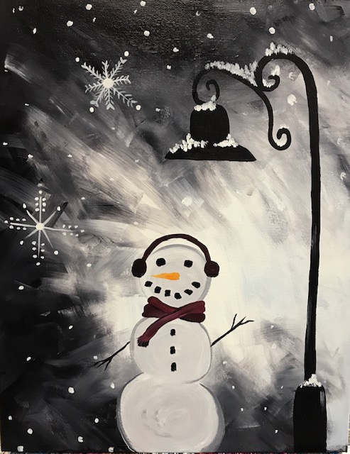 Snowman Walking In The Night - Masterpiece Mixers Johnson City